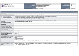 ELS-DLP Q2 -The Origin of the First Life Forms on Earth.docx | Geology ...