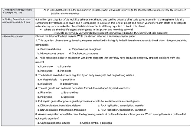 ELS-DLP Q2 -The Origin of the First Life Forms on Earth.docx | Geology ...