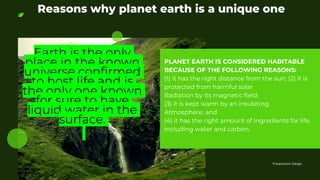 Earth and Life Science1_Uniqueness of the Earth.pptx | Geography | Science