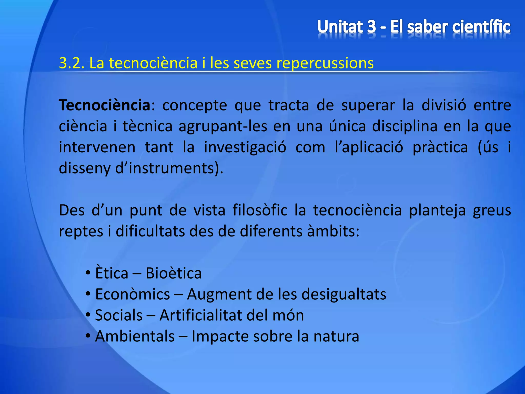 El saber científic. Unitat 3.ppt