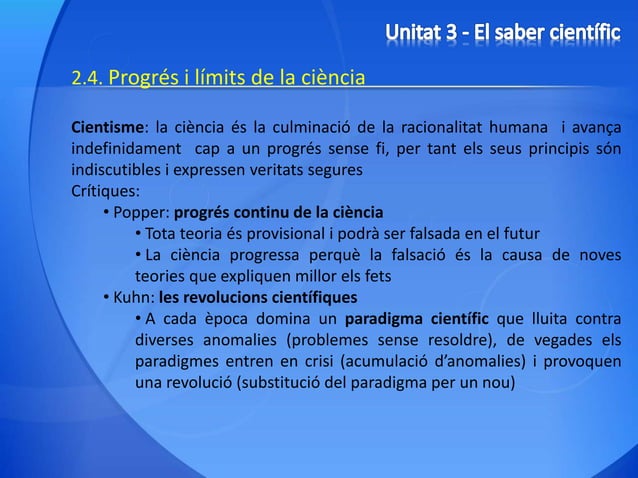 El saber científic. Unitat 3.ppt