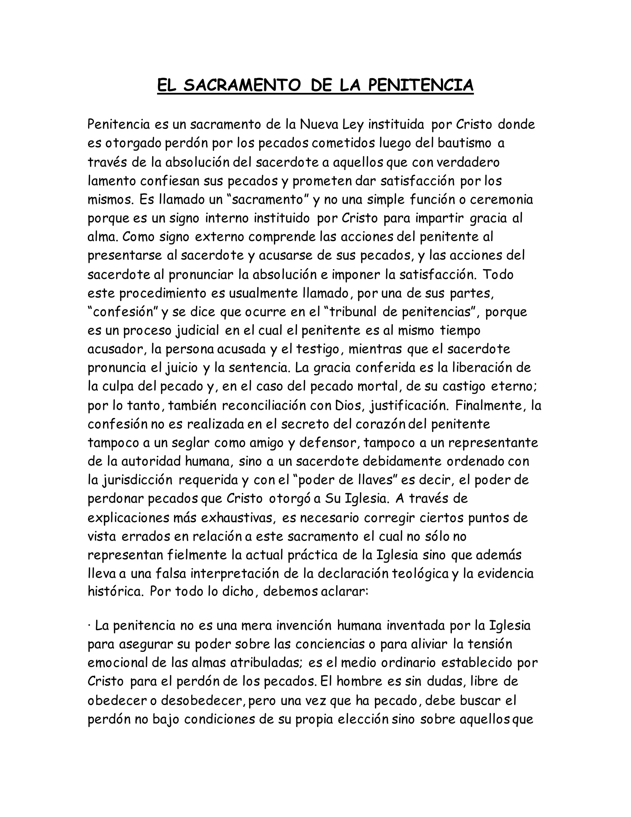 El sacramento de la penitencia | DOCX | Christianity | Religion ...