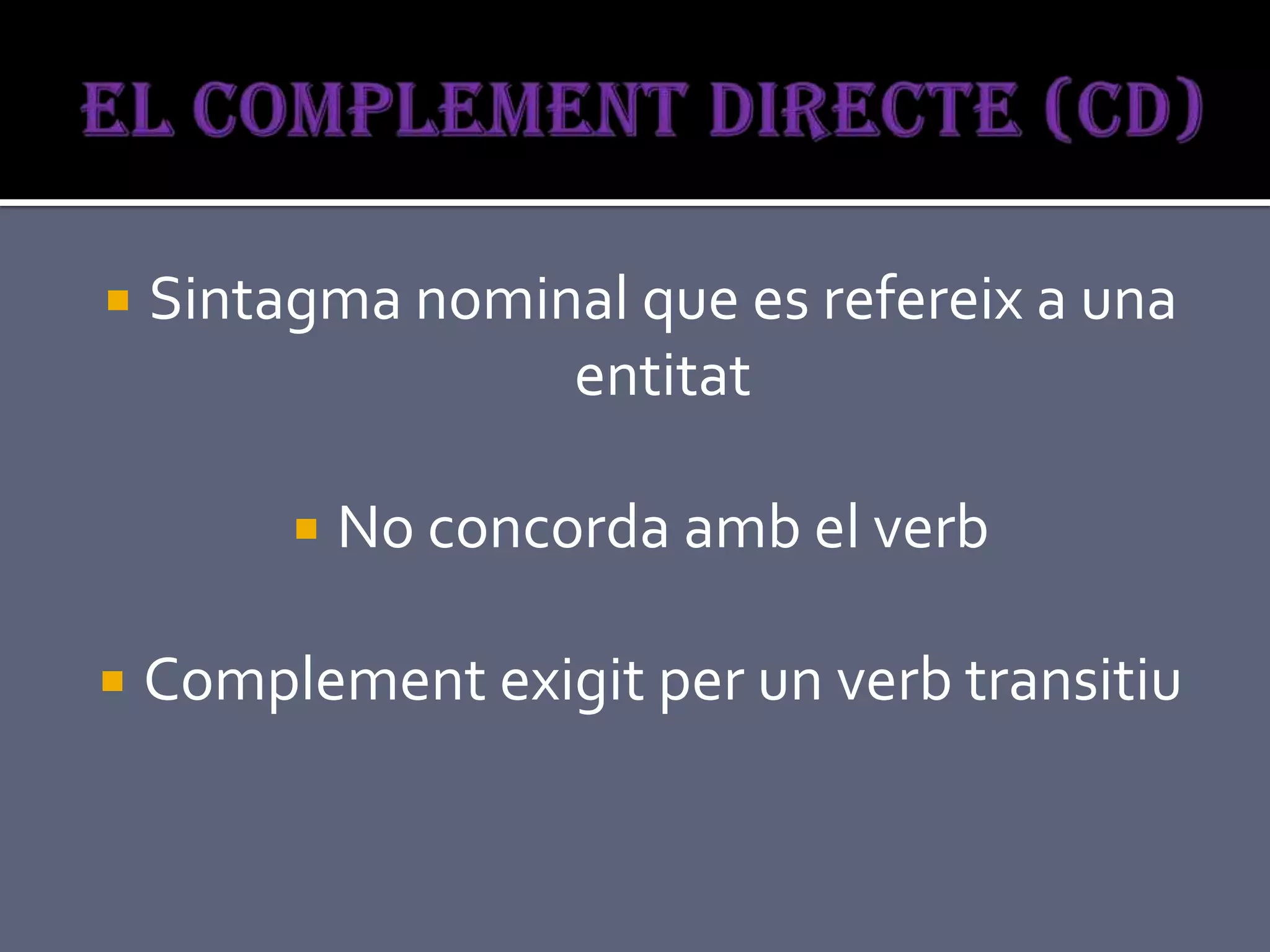 Els complements verbals | PPTX