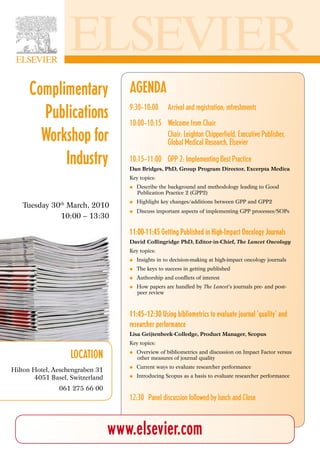 Elsevier Basel Workshop | PDF | Business Expos & Conferences | Events