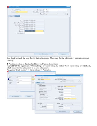 Elshayeb Expense Subinventory And Items Scenario | DOCX