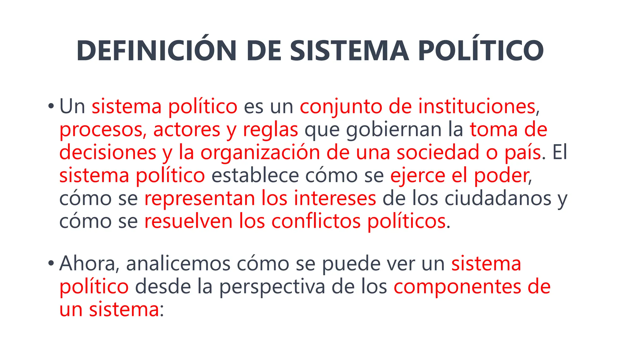 EL SISTEMA POLITICO - DEFINICION, IMPUT, PROCESO, OUPUT ...