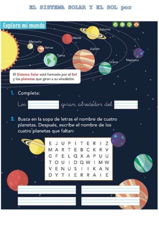 El Sistema Solar, el Sol y la Tierra- trabajo de semana 26 abril | PDF