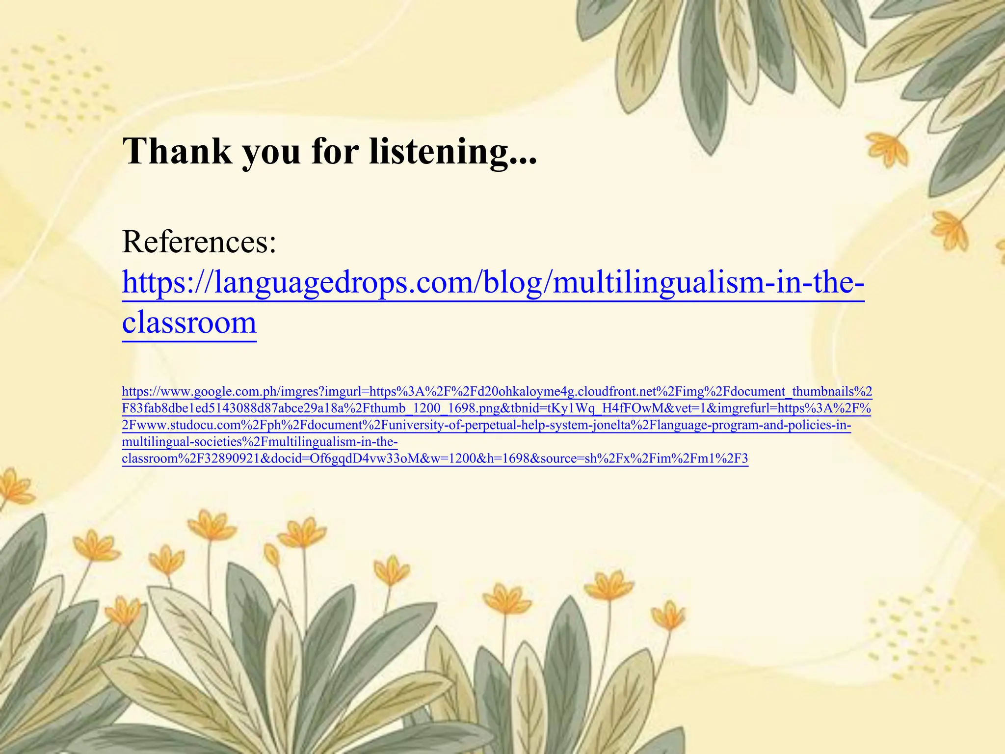 Multilingualism in the Classroom. Elsm 105 | PDF