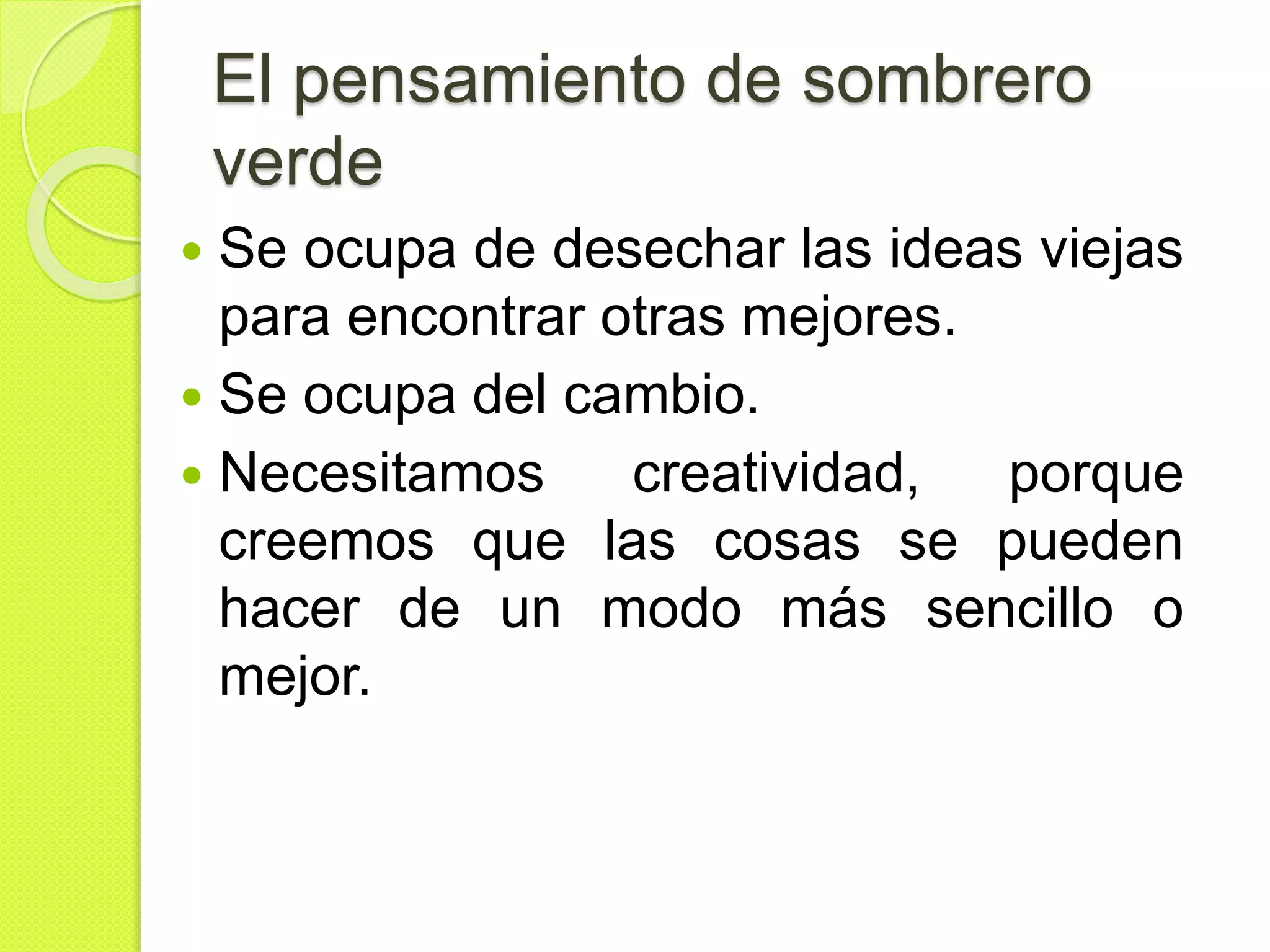 El sombrero verde de edward de bono | PPTX