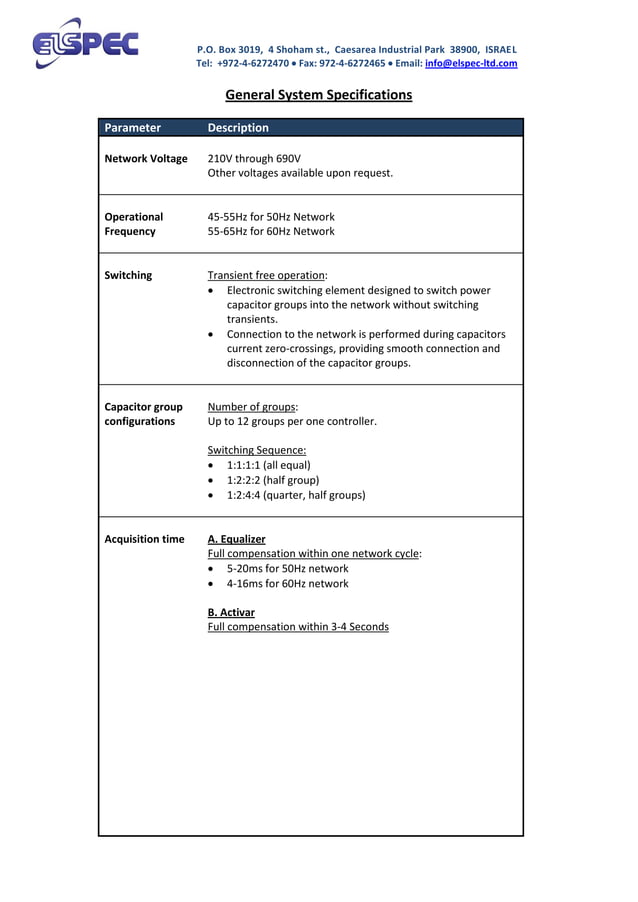 Elspec equalizer datasheet | PDF