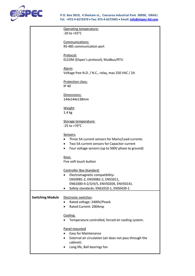Elspec equalizer datasheet | PDF
