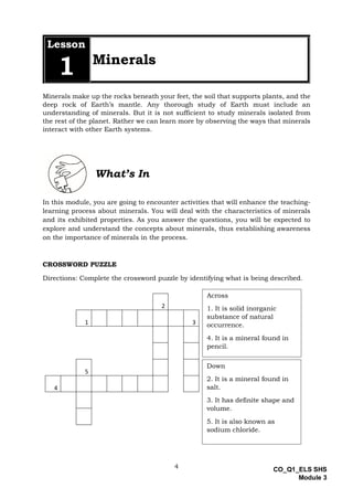 ELS_Q1_Module 3_Minerals_v2.pdf fro grade 11 students | PDF