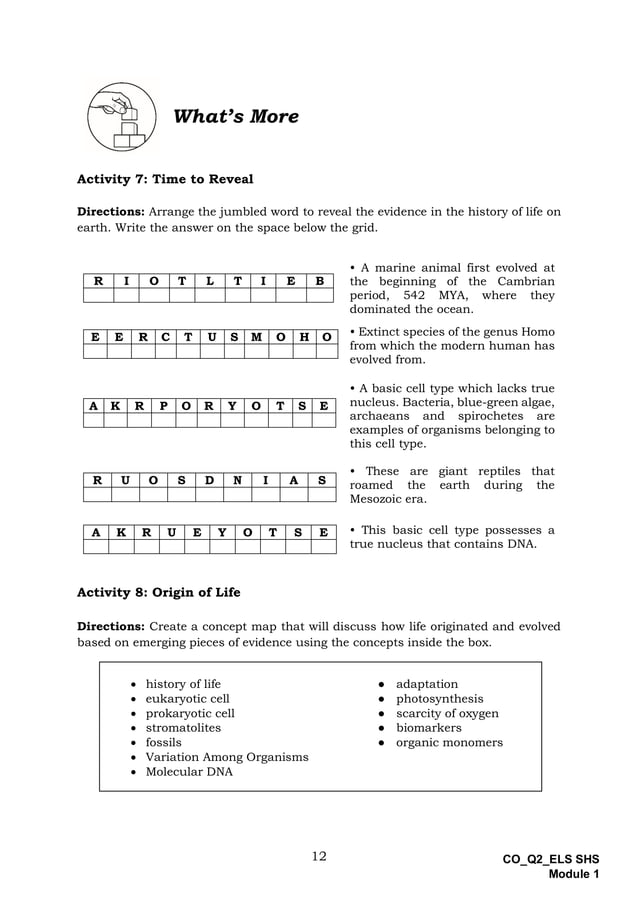 ELS_Q2_Module-1_Evolving-Concept-of-Life-Based-on-Emerging-Pieces-of-Evidence_v2.pdf | Geology ...
