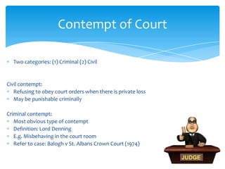 presentation on contempt of court. publicity and civil justice | PPTX