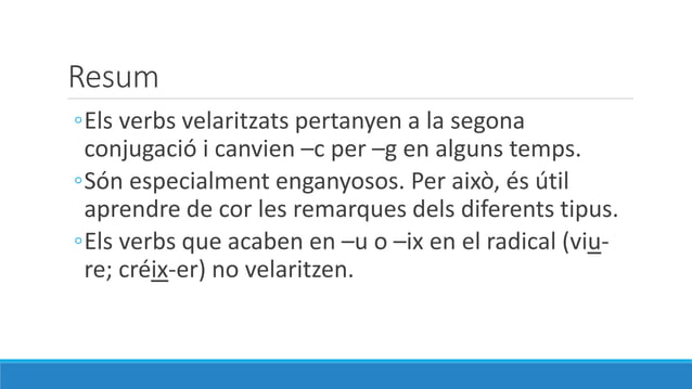 Els verbs velaritzats ( c) | PPTX