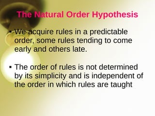 Krashen, five central hypothesis | ODP