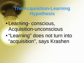 Krashen, five central hypothesis | ODP
