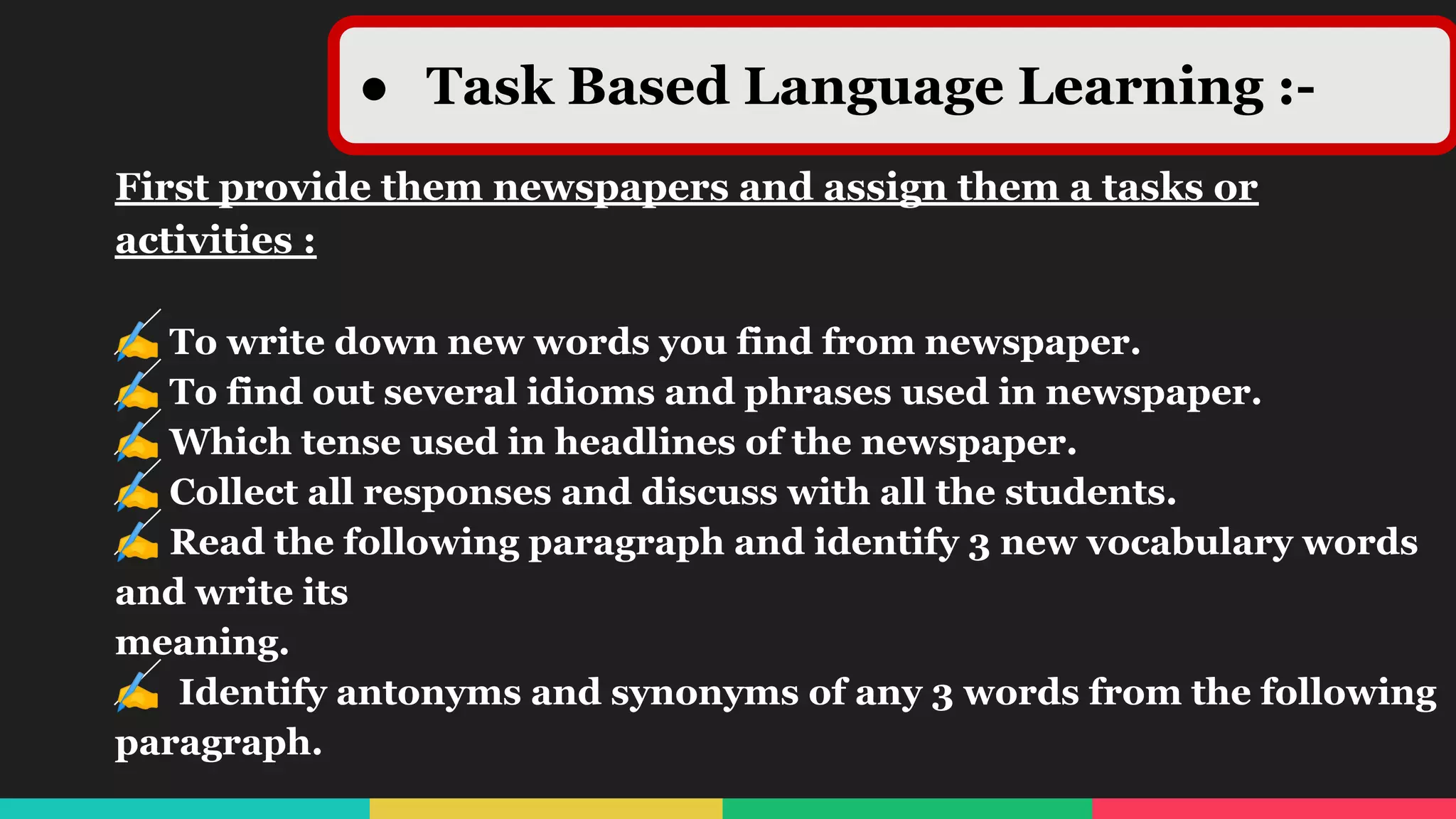 How can we use Newspapers as a Task Based Language Teaching tool | PPT