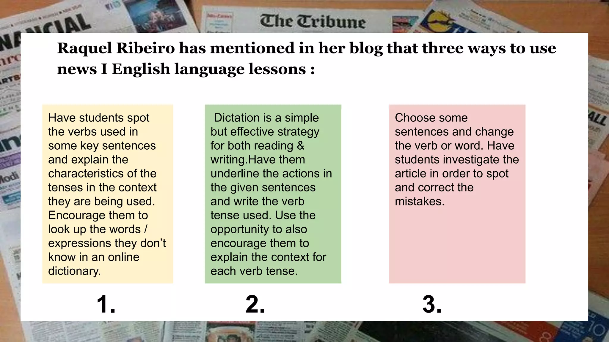 How can we use Newspapers as a Task Based Language Teaching tool | PPT