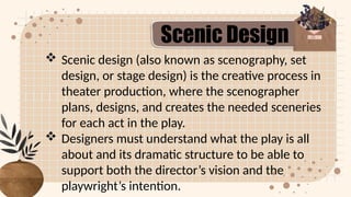 ELT 7 SCENIC DESIGN SPEEACH AND THEATER ART | PPTX