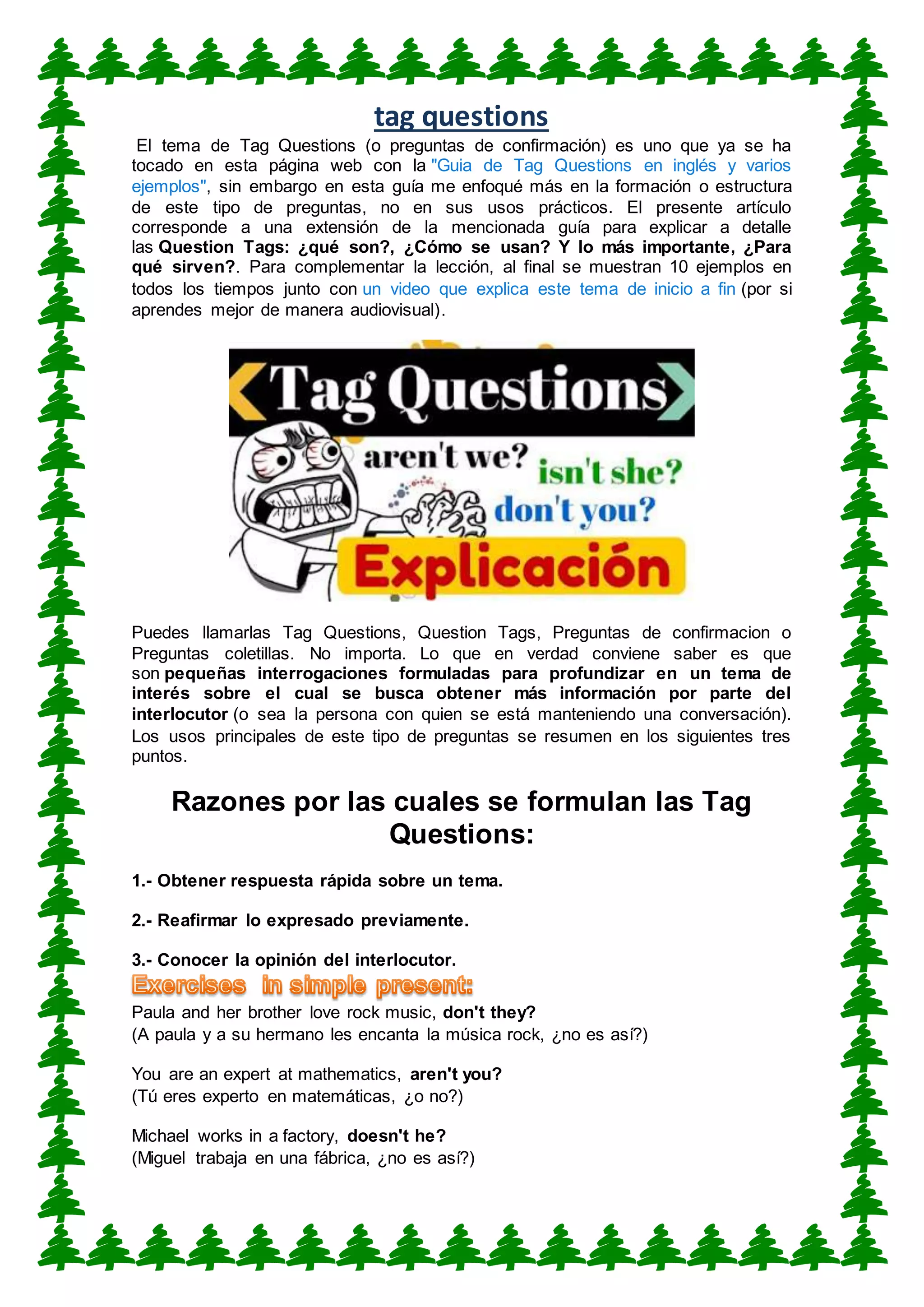 El tema de tag questions | PDF