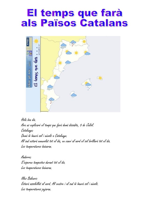 El temps que farà als Paisos Catalans.. | DOC