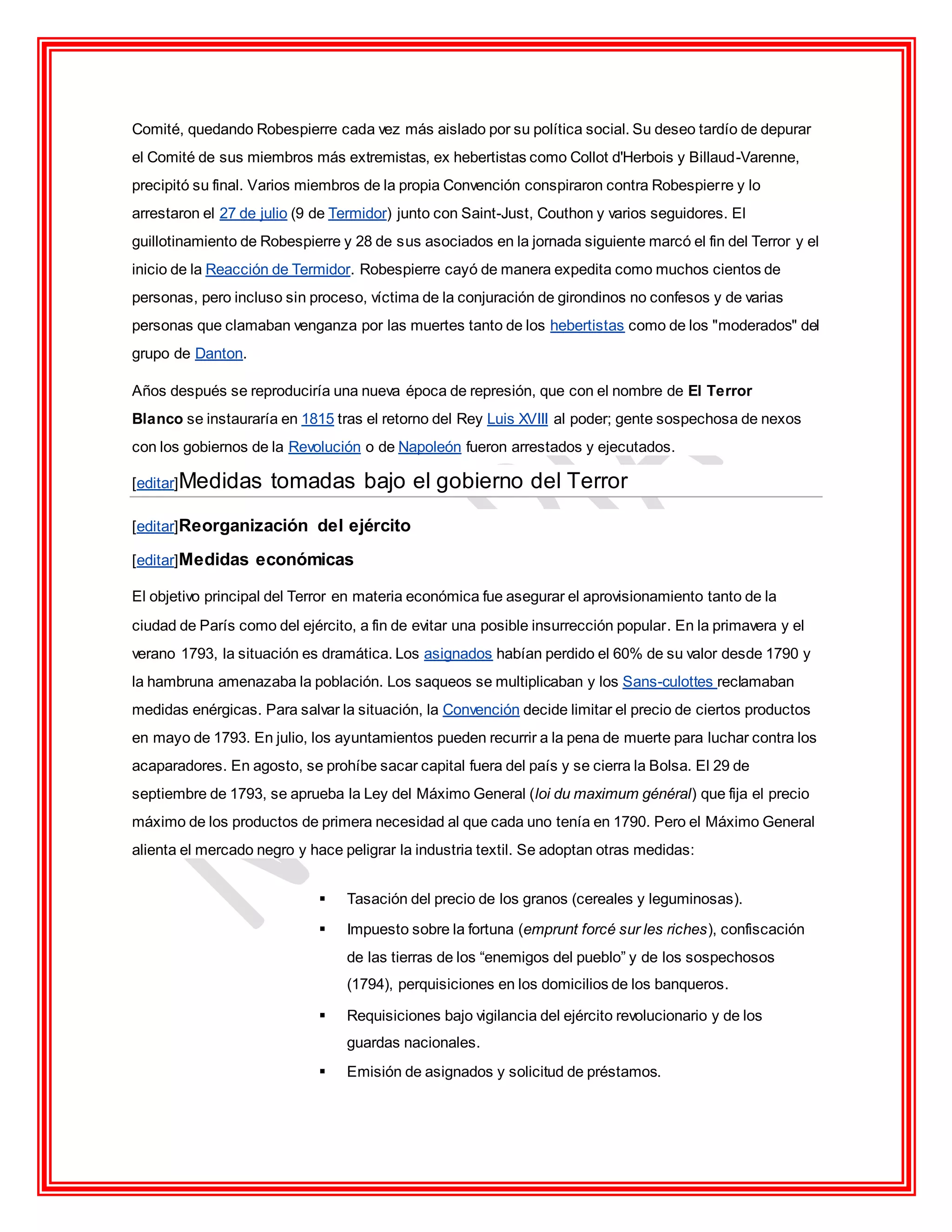 El terror (revolucion francesa) | DOCX
