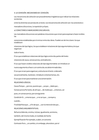 El texto coherencia cohesion | DOCX