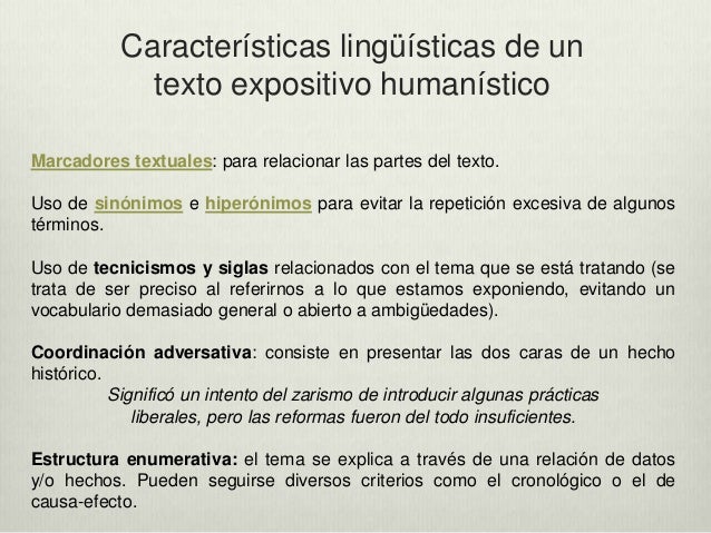 El texto expositivo humanístico