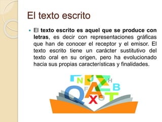 El texto oral y el texto escrito | PPTX