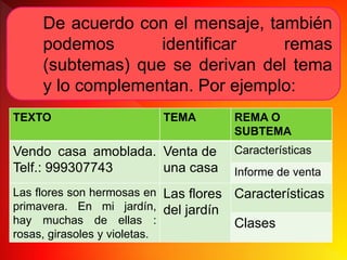 El texto y el tema | PPTX