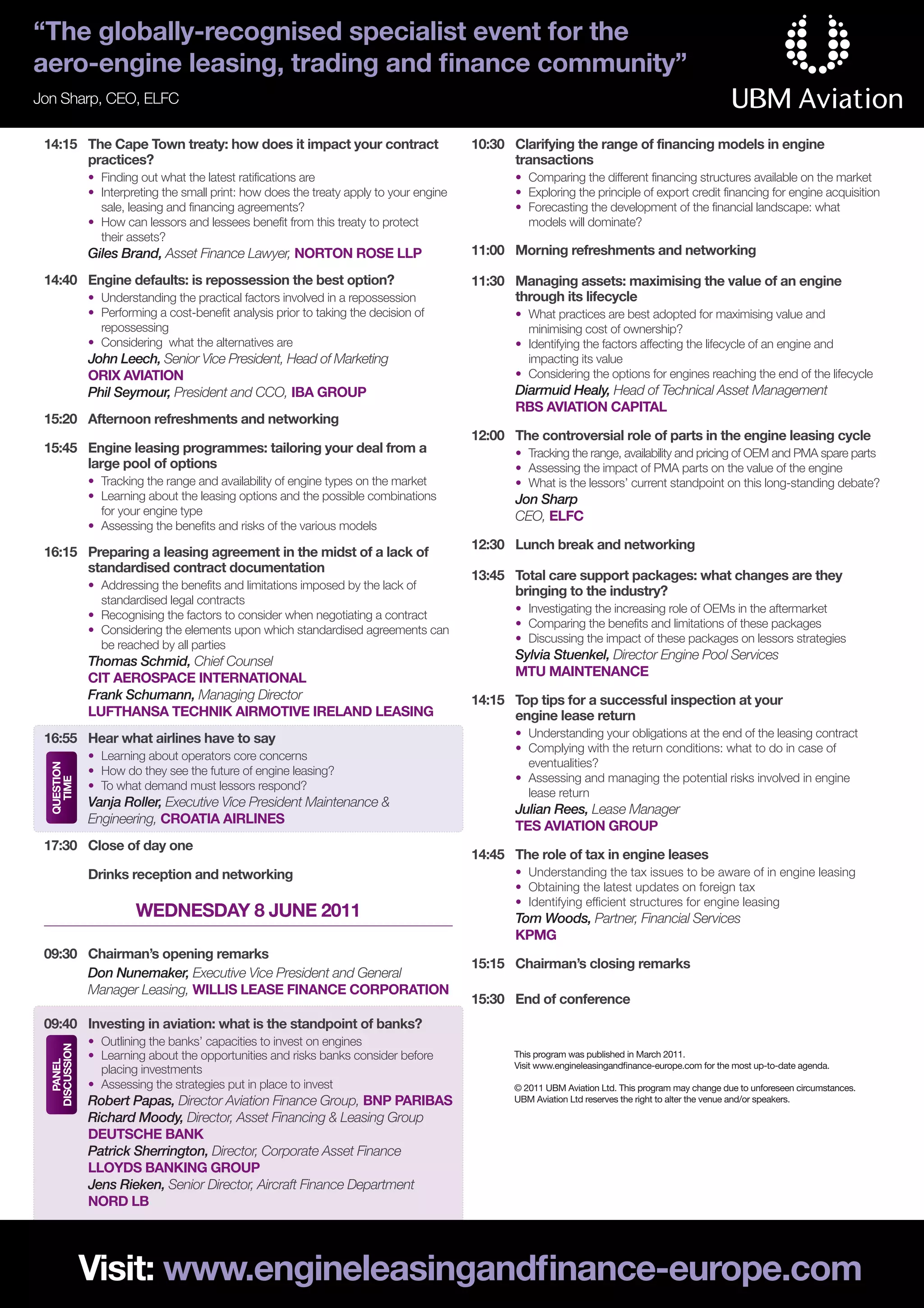 Engine Leasing, Trading & Finance Europe Conference 2011 | PDF