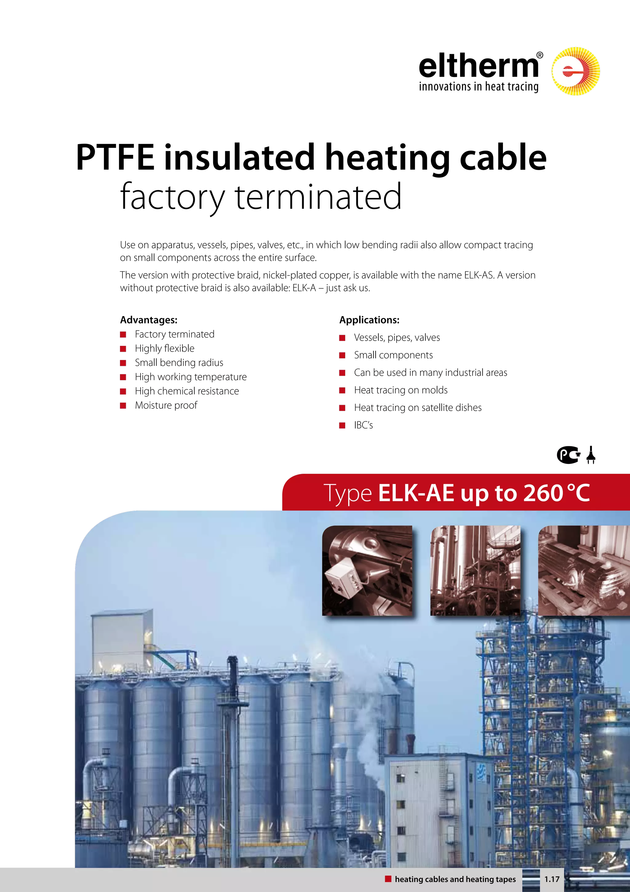 Eltherm ELK-AE Heat Trace Cable - Spec Sheet | PDF