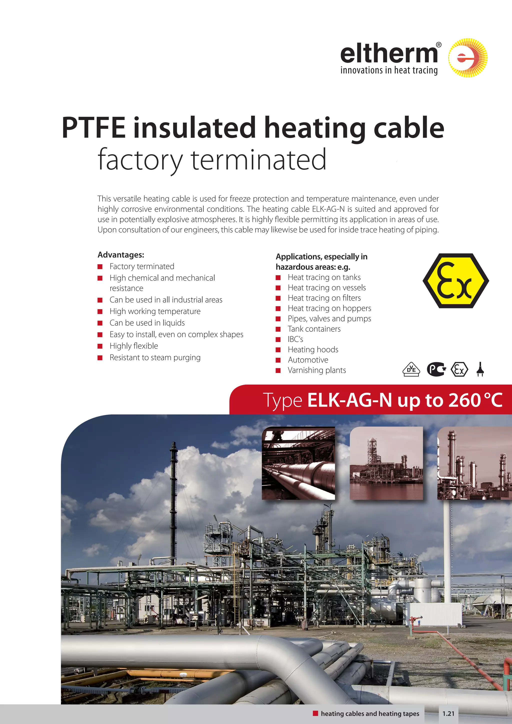 Eltherm ELK-AG-N Heat Trace Cable - Spec Sheet | PDF