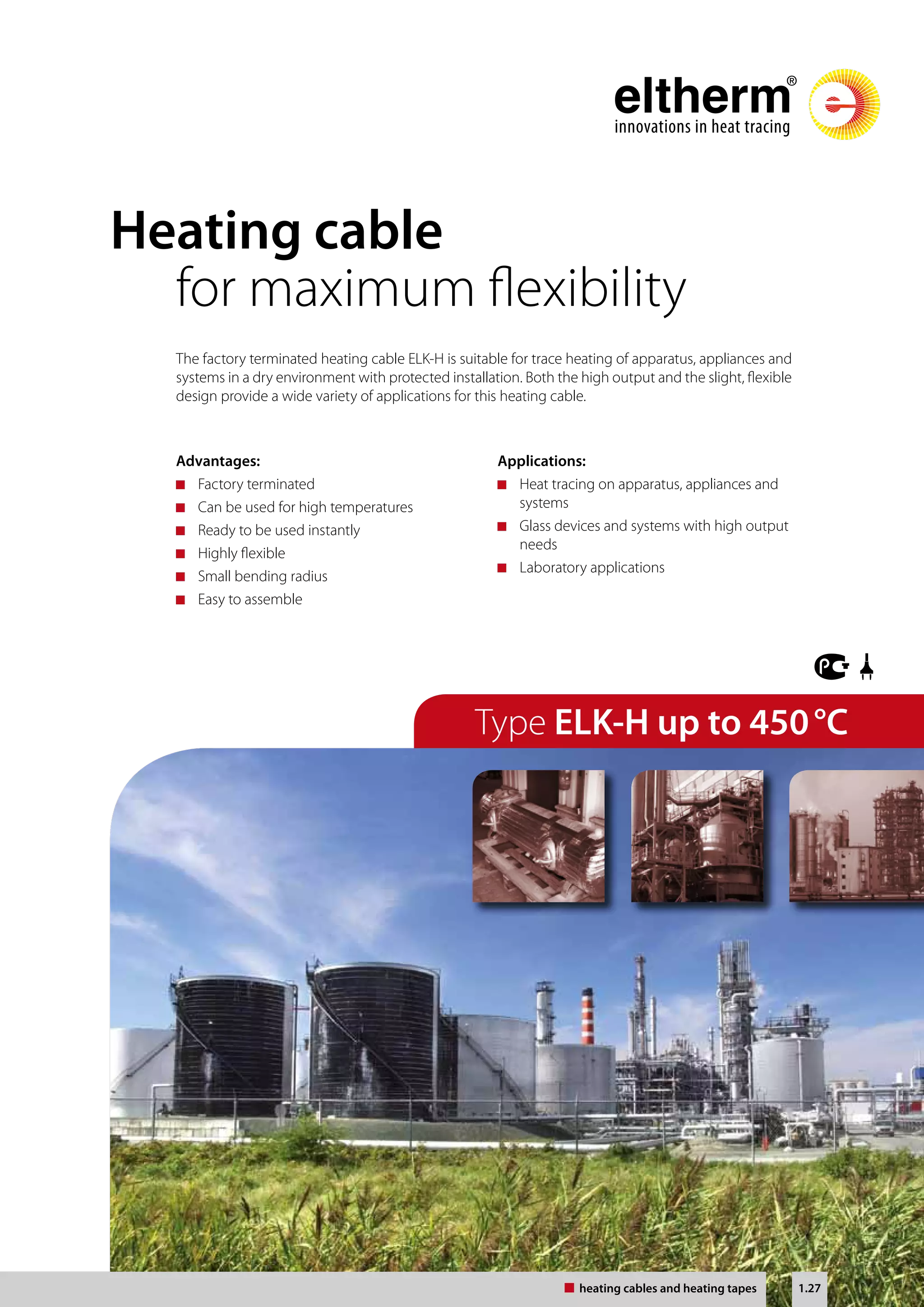 Eltherm ELK-H Heat Trace Cable - Spec Sheet | PDF