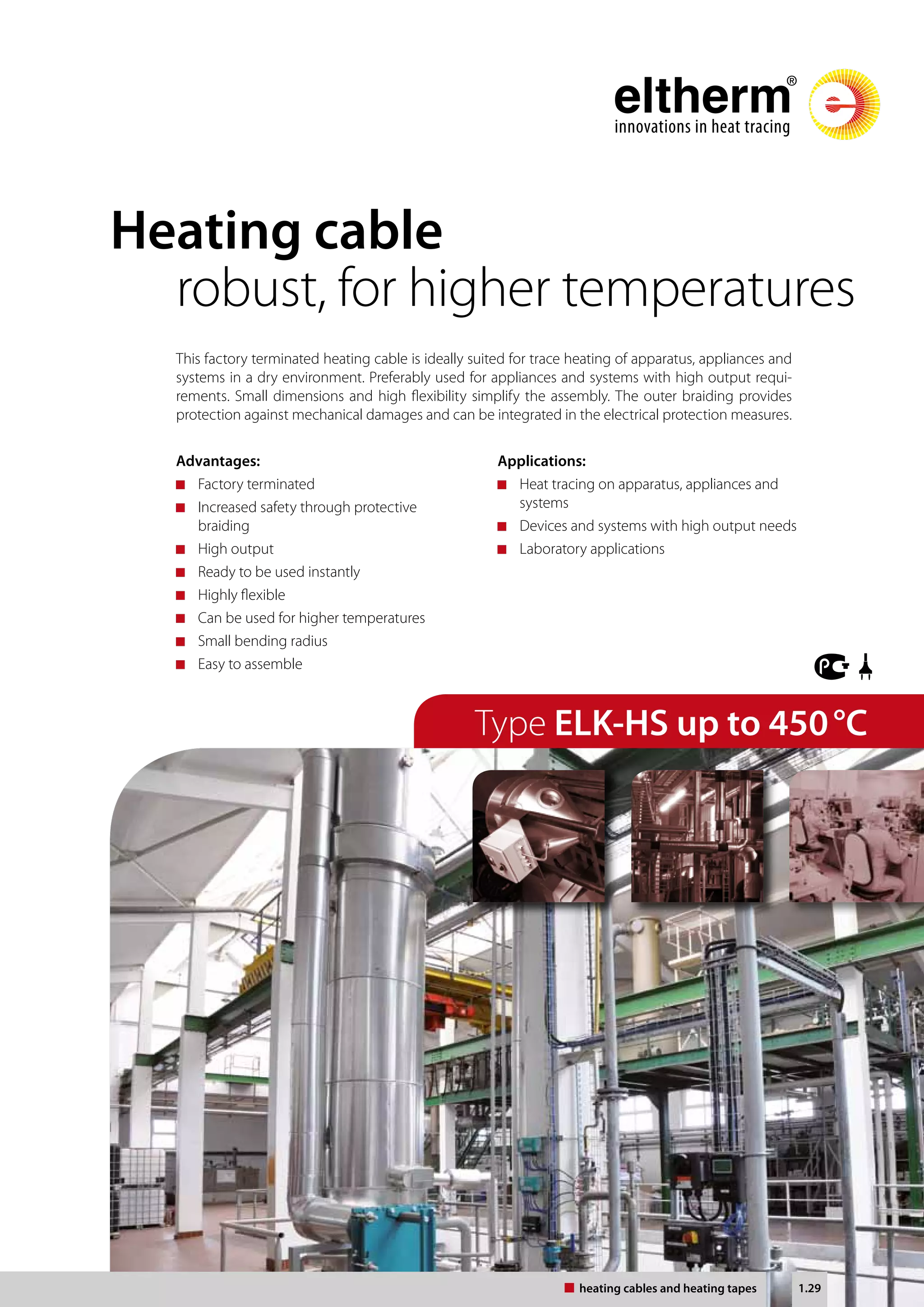 Eltherm ELK-HS Heat Trace Cable - Spec Sheet | PDF