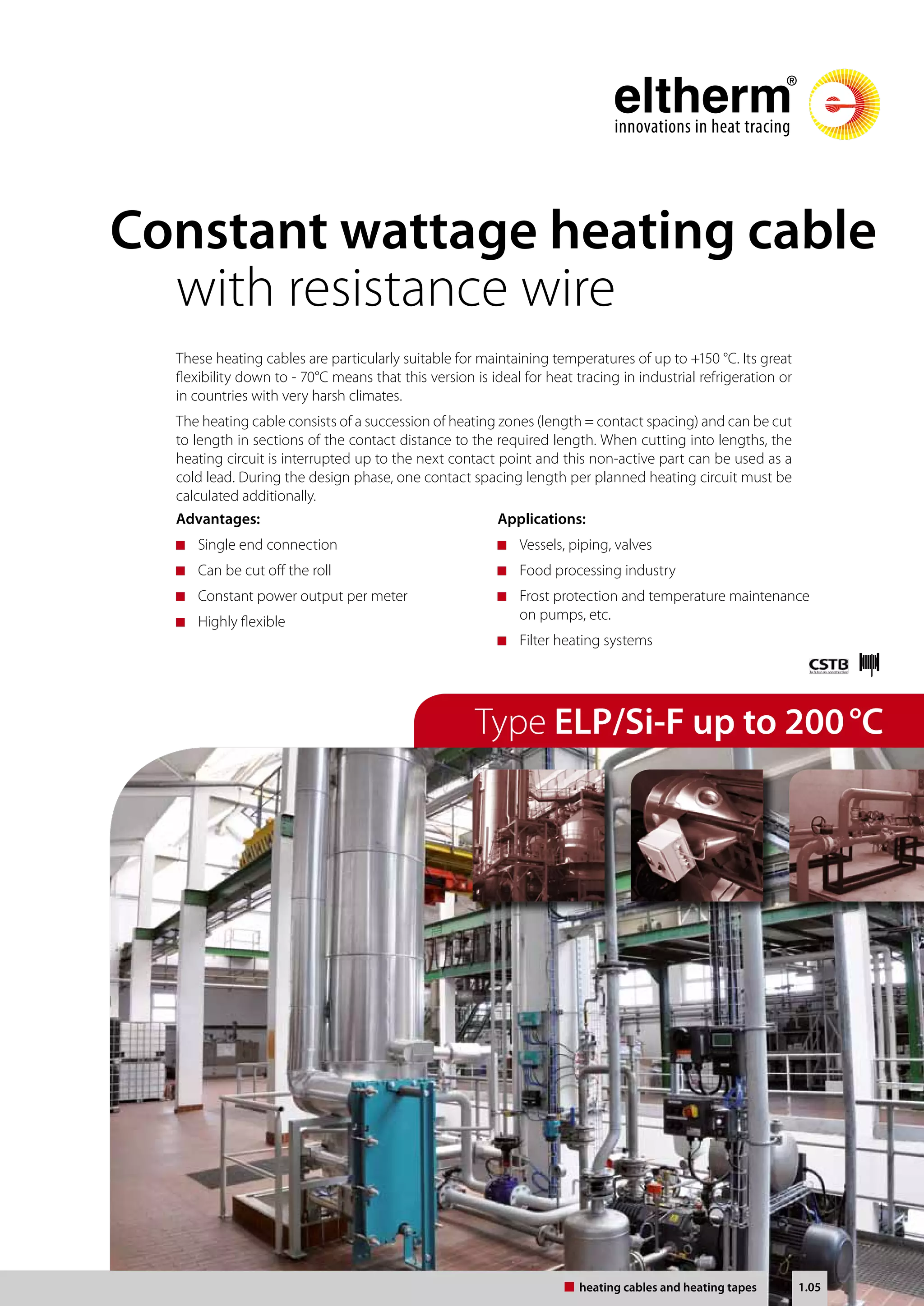 Eltherm ELP/Si-F Heat Trace Cable - Spec Sheet | PDF