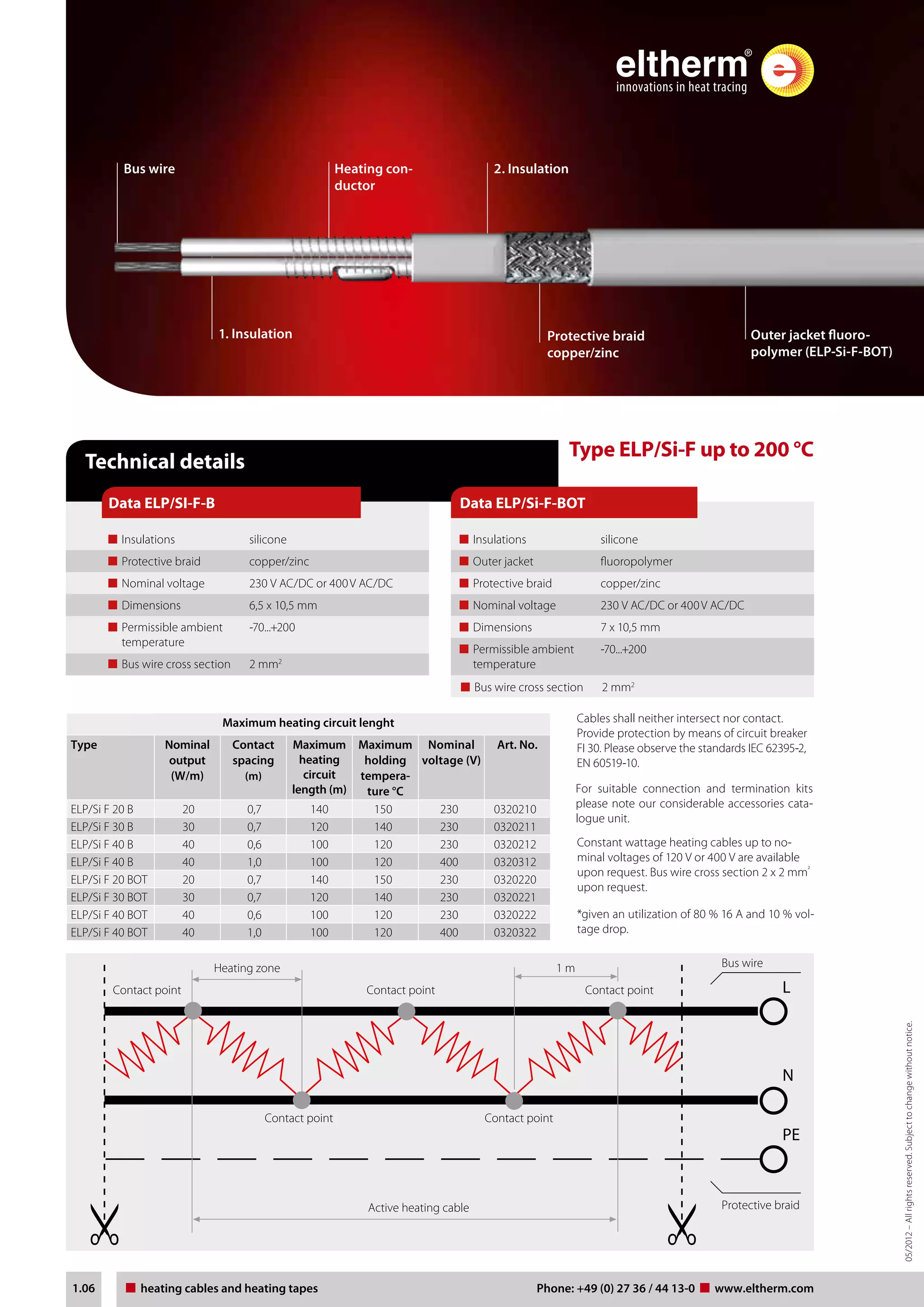 Eltherm ELP/Si-F Heat Trace Cable - Spec Sheet | PDF