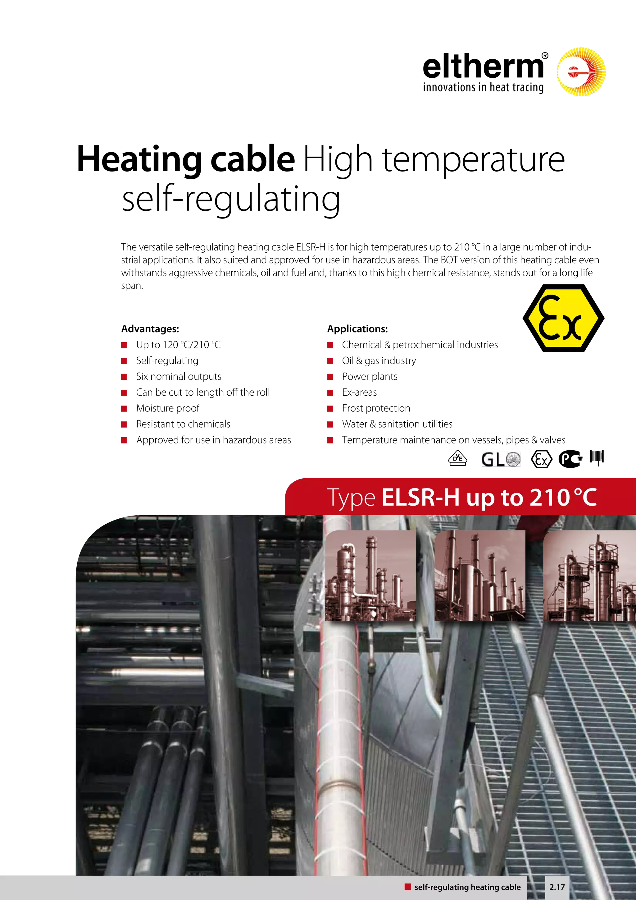 Eltherm ELSR-H Heat Trace Cable - Spec Sheet | PDF