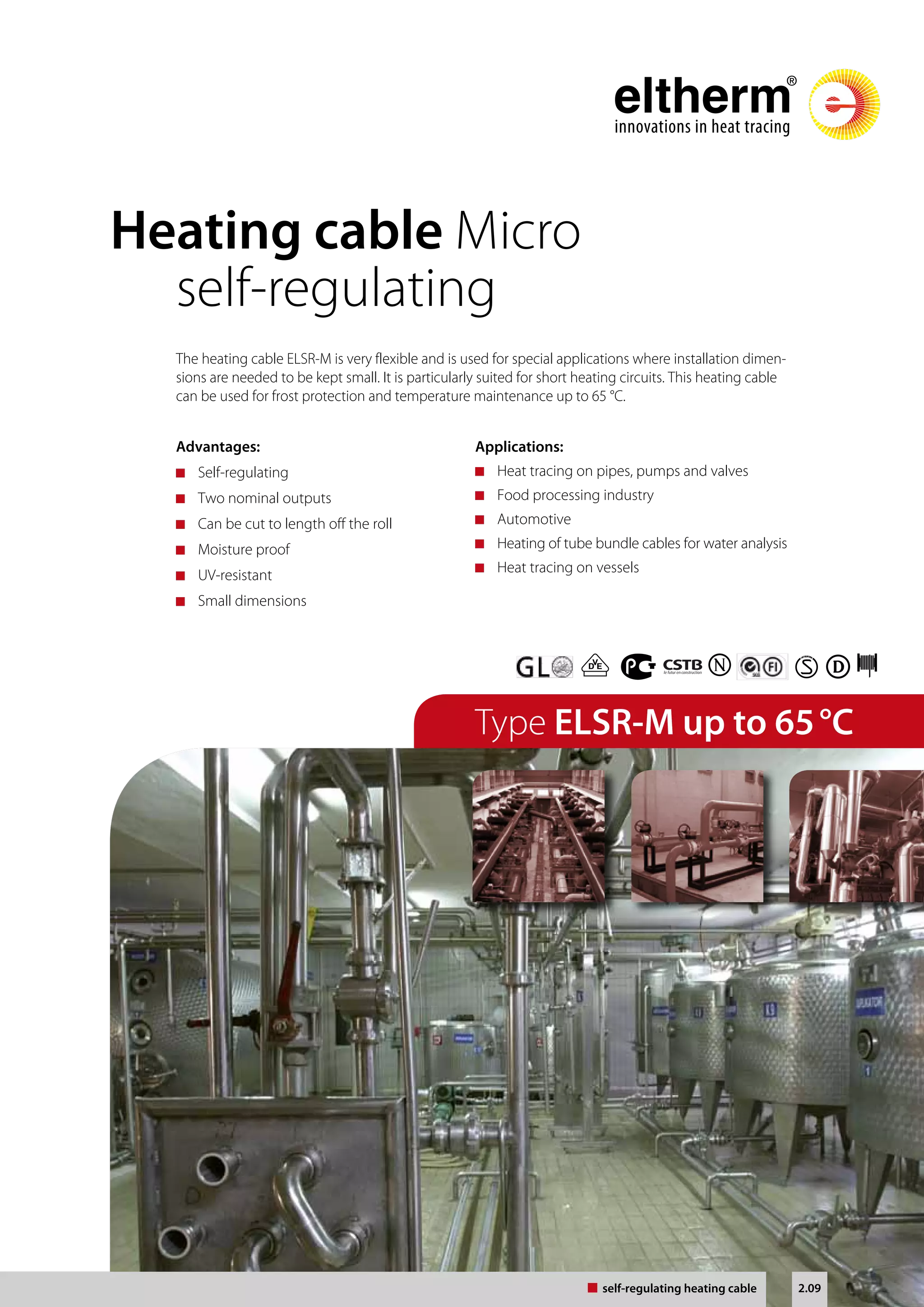 Eltherm ELSR-M Heat Trace Cable - Spec Sheet | PDF