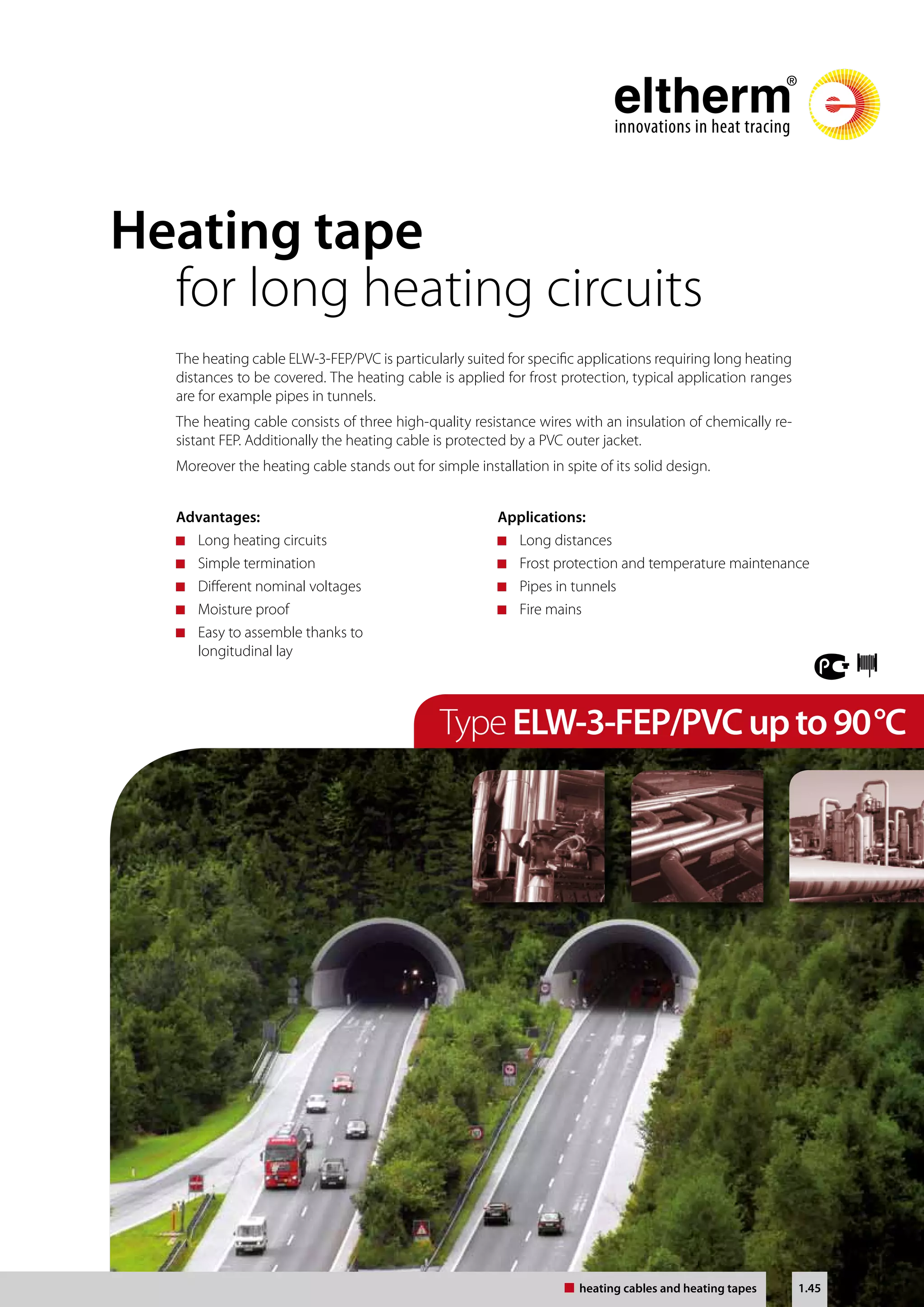 Eltherm ELW 3-FEP/PVC Heat Trace Cable - Spec Sheet | PDF