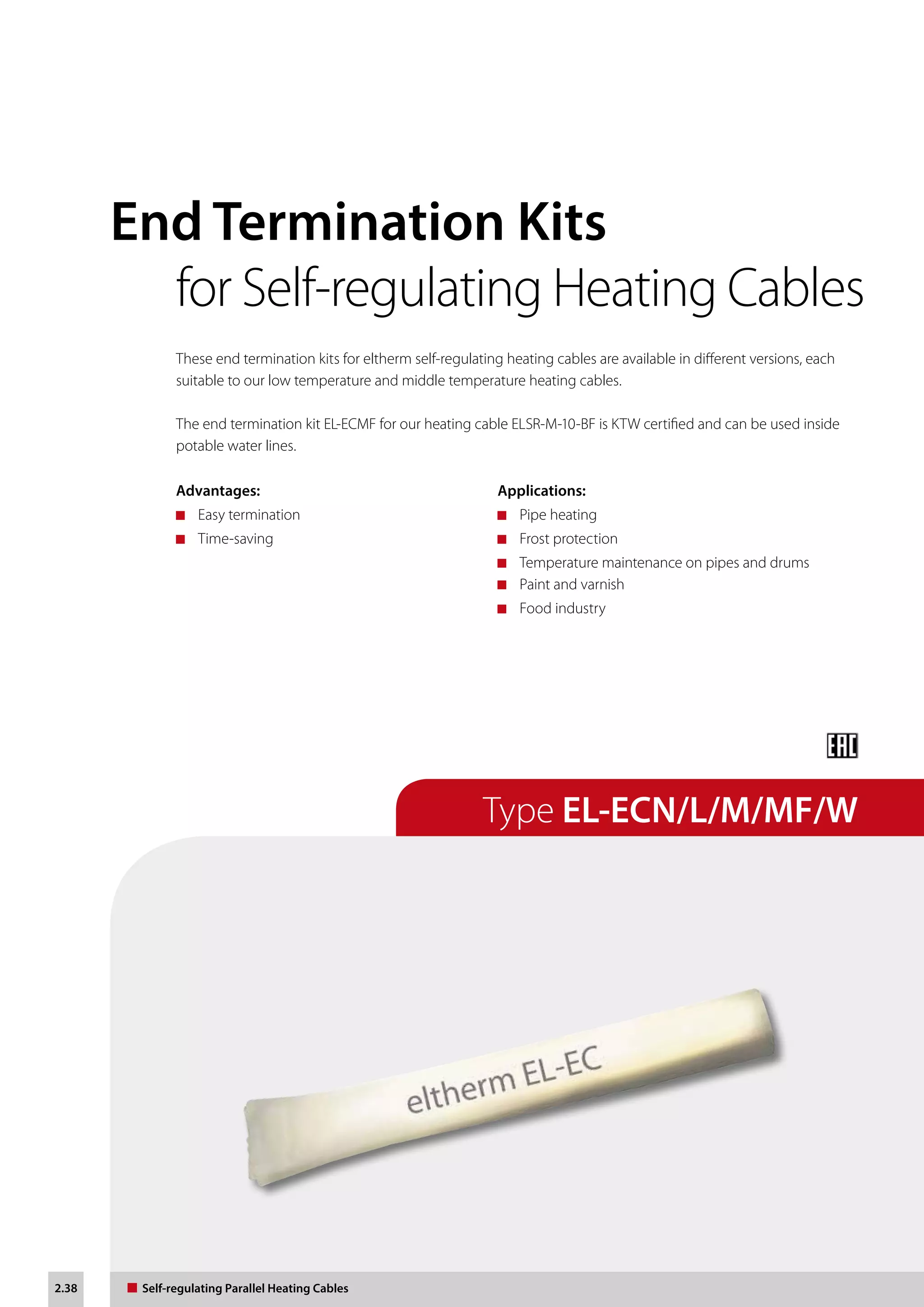 Eltherm Self Regulating Heat Trace Cable - Product Catalogue | PDF