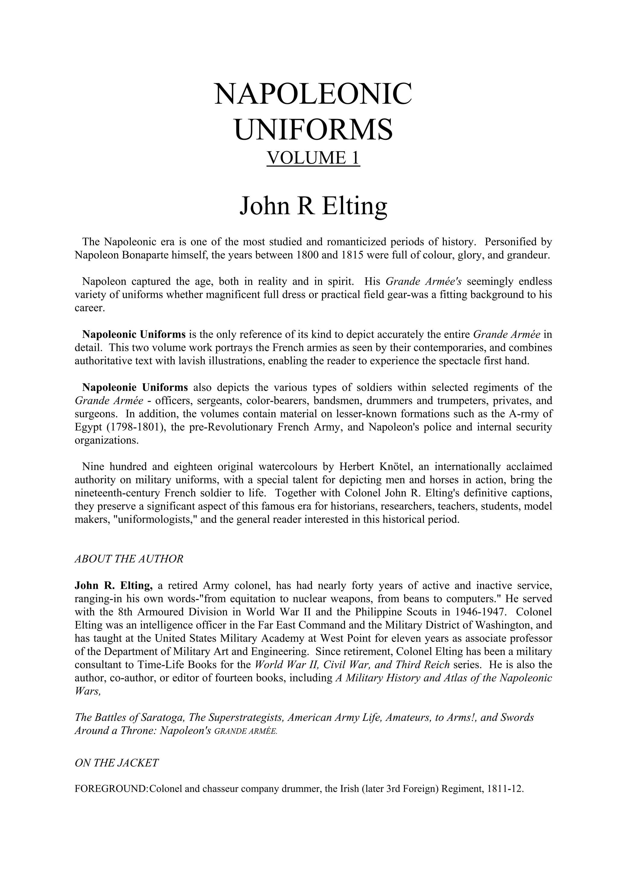 Elting napoleonic uniforms vol.1 | PDF