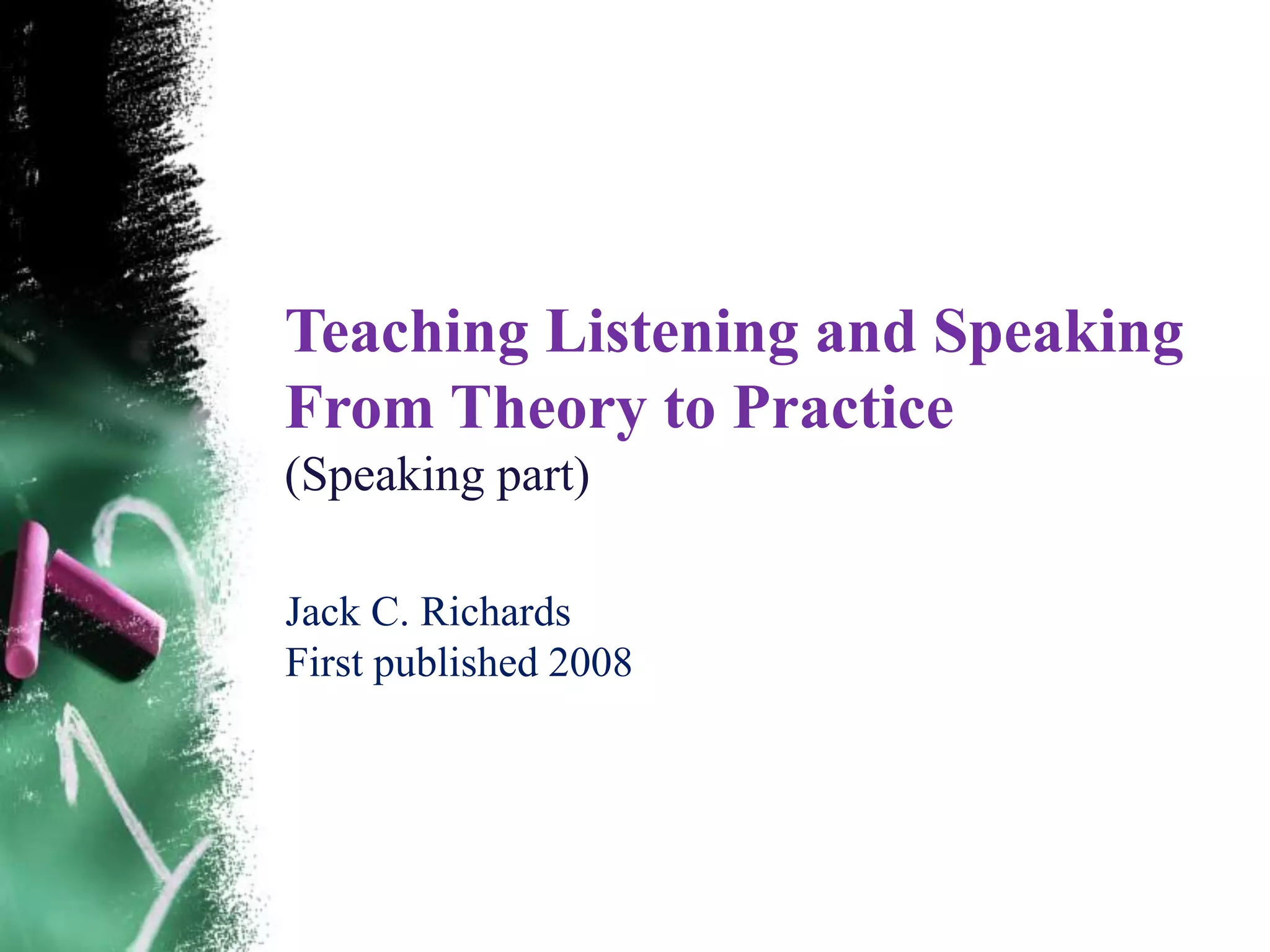 Elt methodology teaching speaking | PDF