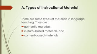 ELTMM : Types of instruction material and media and its ...