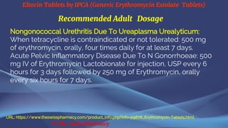 Eltocin Tablets by IPCA (Generic Erythromycin Estolate Tablets) | PDF