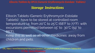 Eltocin Tablets by IPCA (Generic Erythromycin Estolate Tablets) | PDF