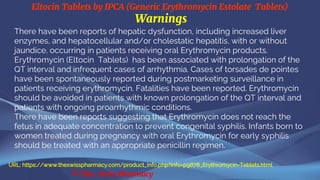 Eltocin Tablets by IPCA (Generic Erythromycin Estolate Tablets) | PDF