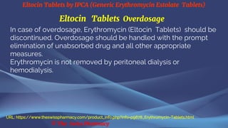 Eltocin Tablets by IPCA (Generic Erythromycin Estolate Tablets) | PDF