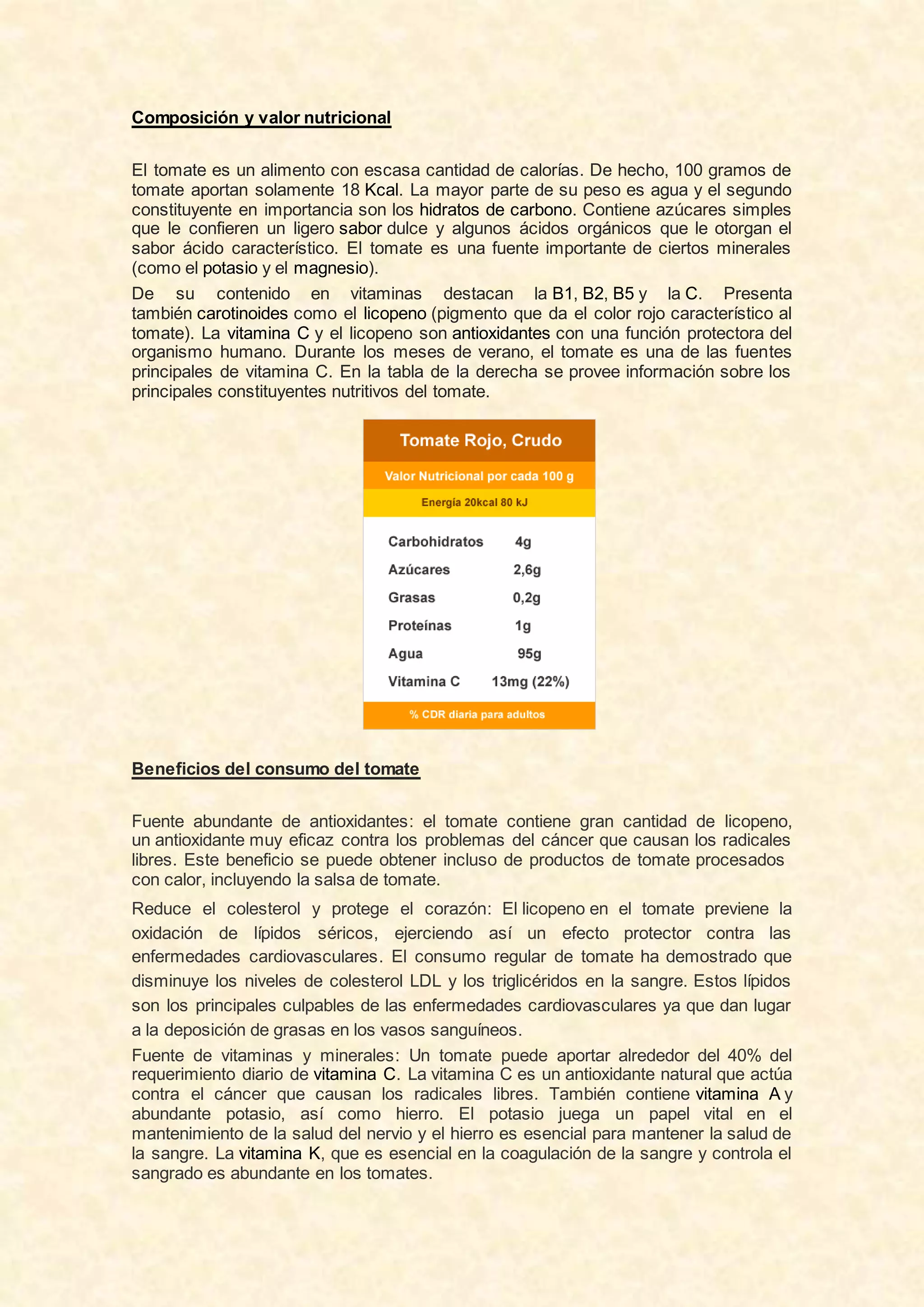El tomate | DOCX